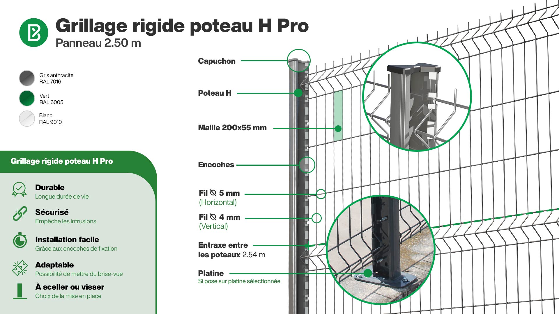 Grillage Rigide 2m50